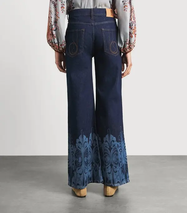 La DoubleJ Printed Cropped Flared Jeans
