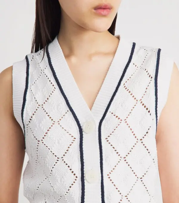 Varley Pointelle-knit Sleeveless Cardigan