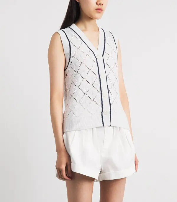 Varley Pointelle-knit Sleeveless Cardigan