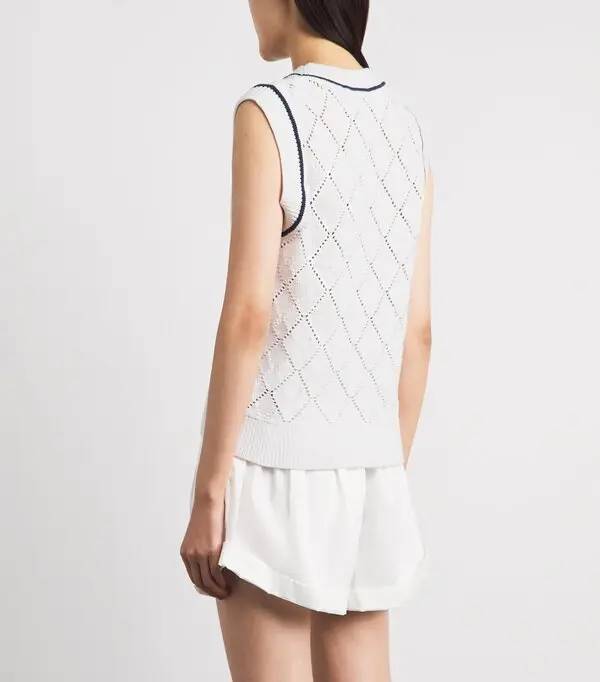 Varley Pointelle-knit Sleeveless Cardigan