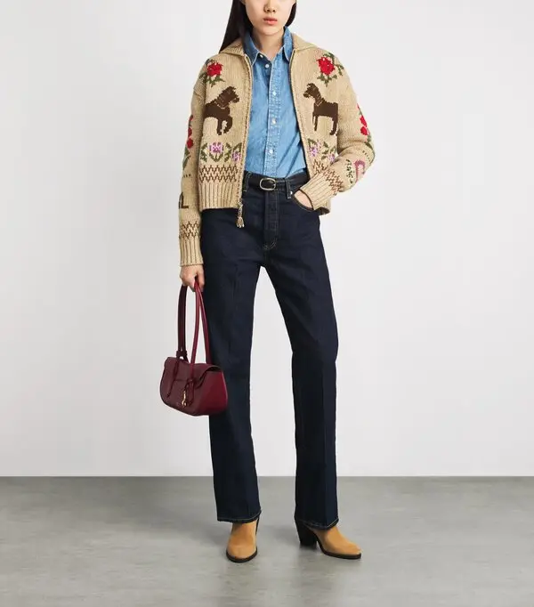 Polo Ralph Lauren Cotton-wool Horse Intarsia Zip-up Cardigan