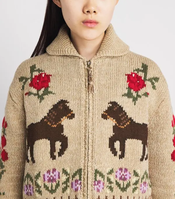 Polo Ralph Lauren Cotton-wool Horse Intarsia Zip-up Cardigan