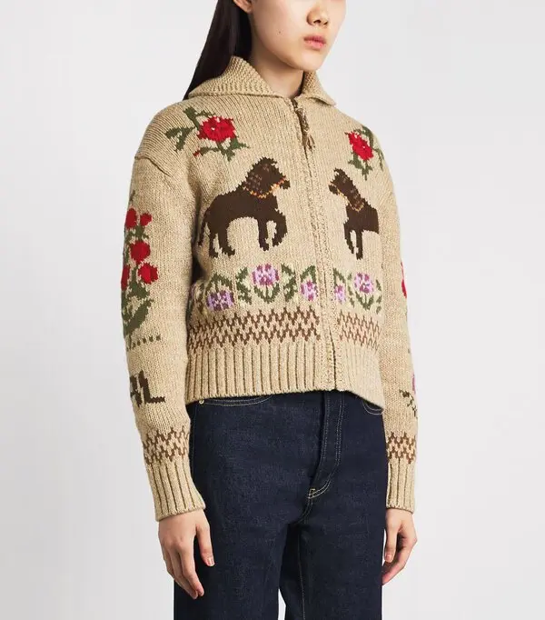 Polo Ralph Lauren Cotton-wool Horse Intarsia Zip-up Cardigan