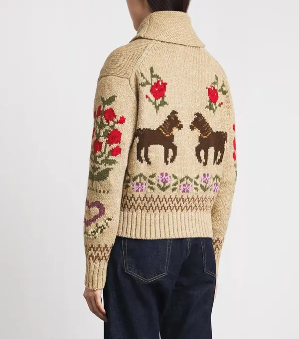 Polo Ralph Lauren Cotton-wool Horse Intarsia Zip-up Cardigan