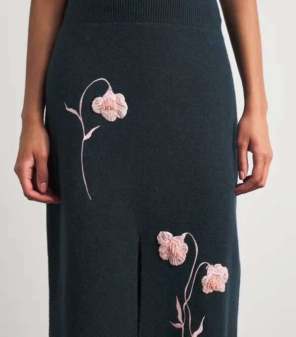 Erdem Embroidered Midi Pencil Skirt