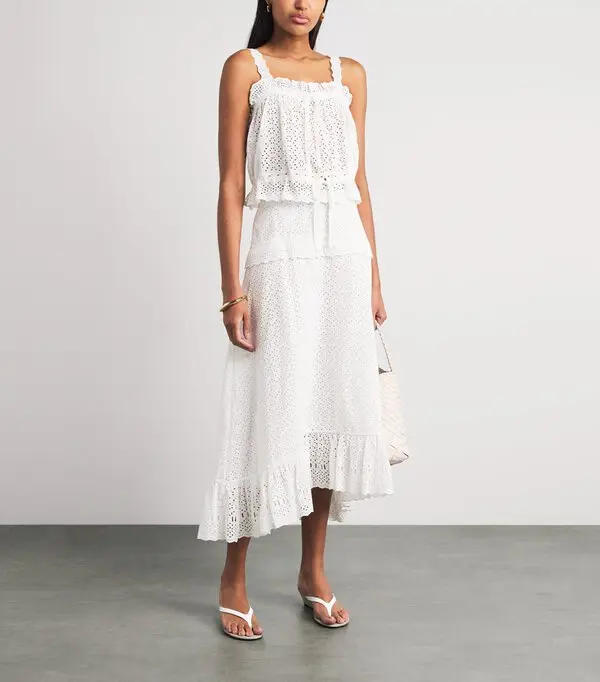 Ulla Johnson Broderie Anglaise Midi Skirt - White