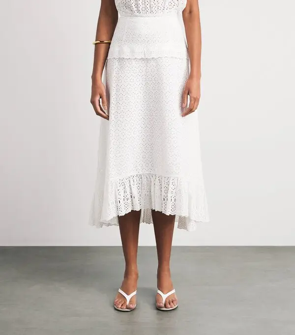 Ulla Johnson Broderie Anglaise Midi Skirt - White