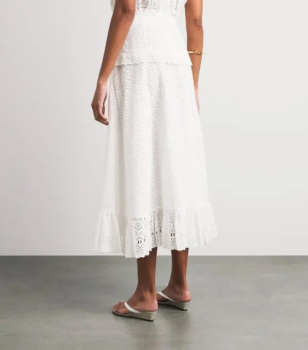 Ulla Johnson Broderie Anglaise Midi Skirt - White