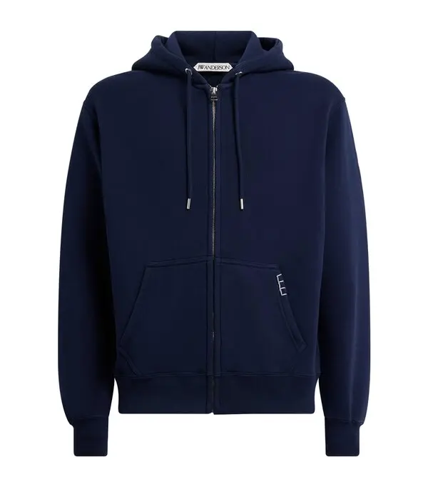 JW Anderson Cotton Zip-up Hoodie - Blue