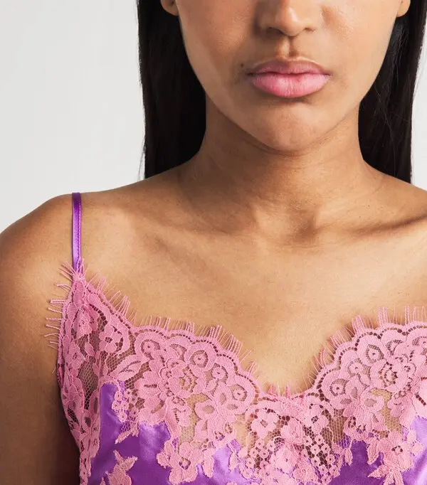 MARJOLAINE Silk Floral Lace Slip Dress
