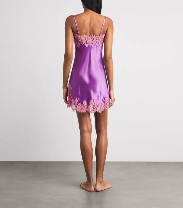 MARJOLAINE Silk Floral Lace Slip Dress