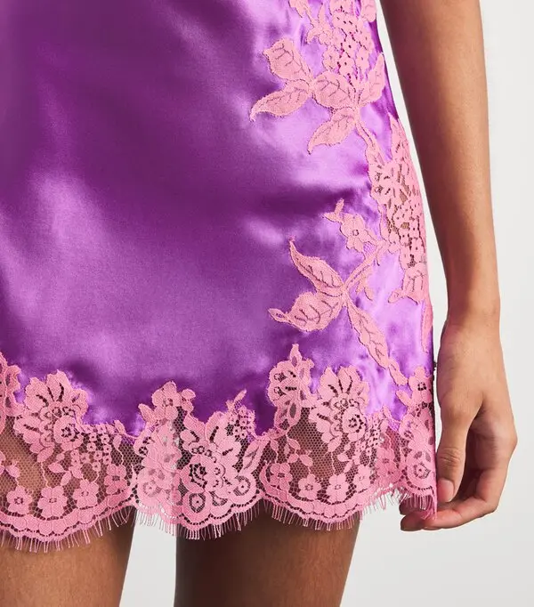 MARJOLAINE Silk Floral Lace Slip Dress