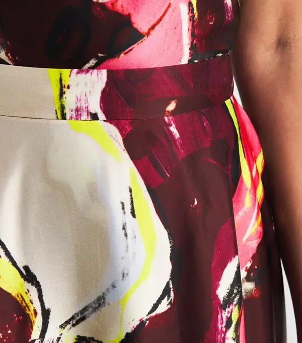 ROKSANDA Amari Printed Satin Midi Skirt - Burgundy
