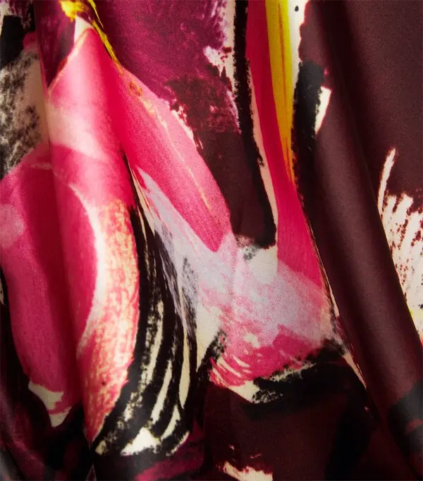 ROKSANDA Amari Printed Satin Midi Skirt - Burgundy