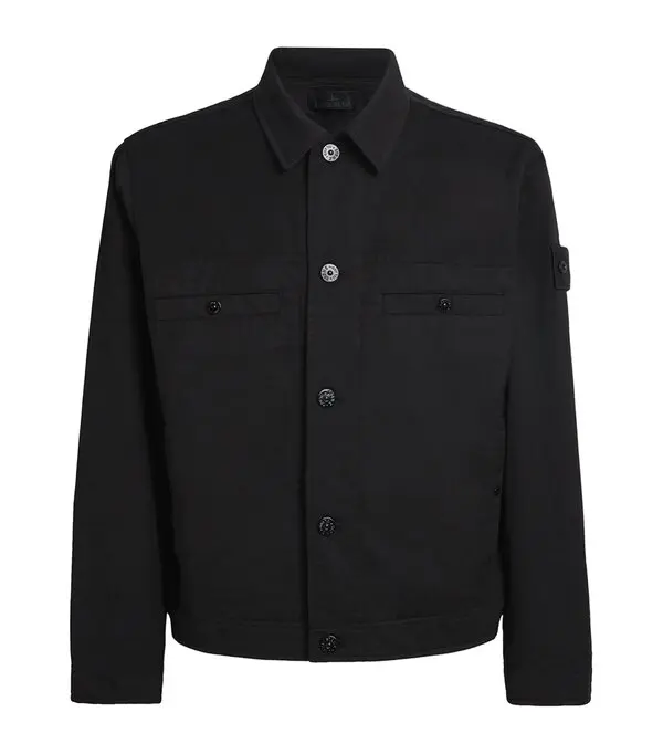 Stone Island Virgin Wool-cotton Gabardine-tc_s.i. Ghost Jacket - Black