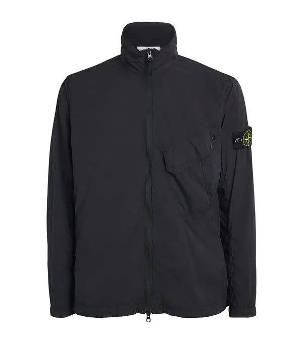 Stone Island Stretch-nylon Zip-up Overshirt - Black