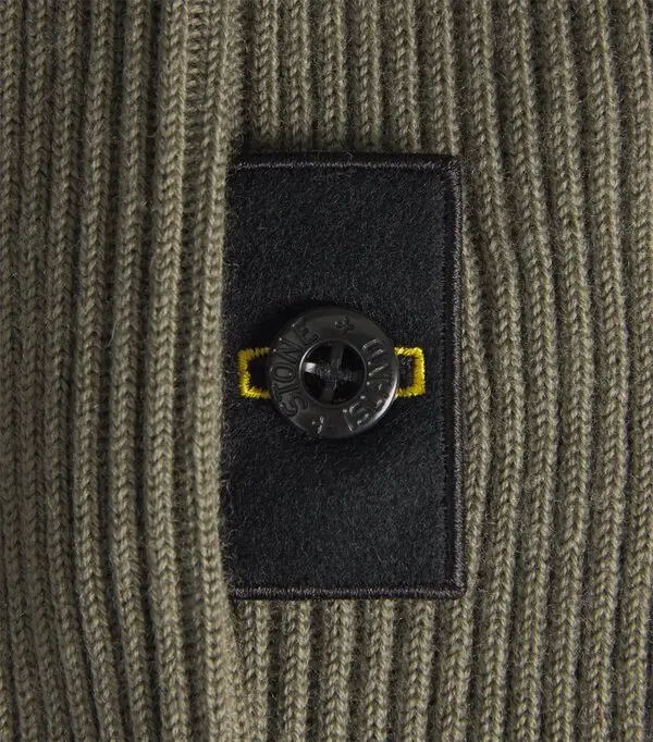 Stone Island Virgin Wool Ribbed Crewneck Sweater - Green