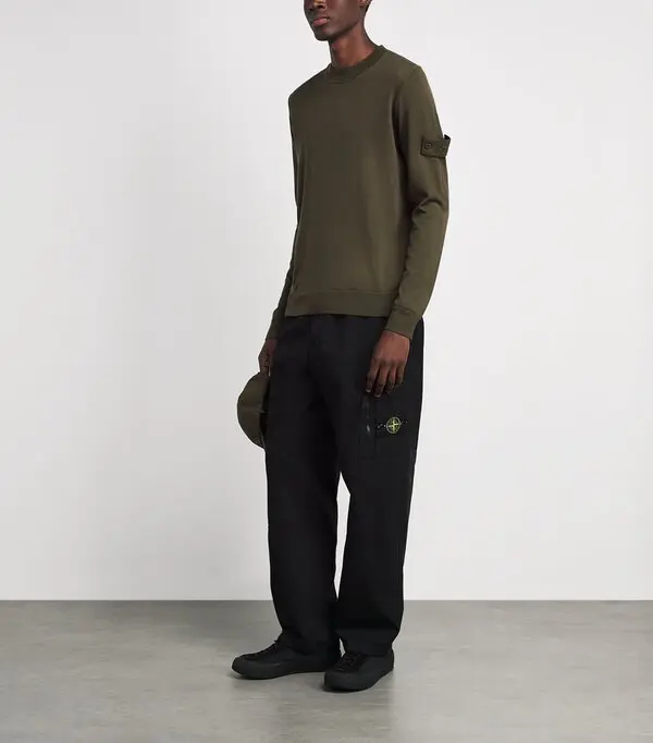 Stone Island Virgin Wool Ghost Crew Neck Sweater - Green