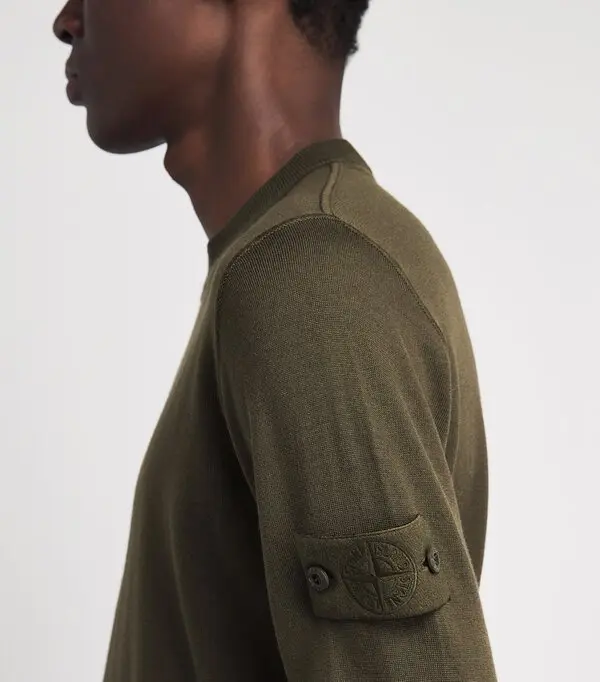 Stone Island Virgin Wool Ghost Crew Neck Sweater - Green