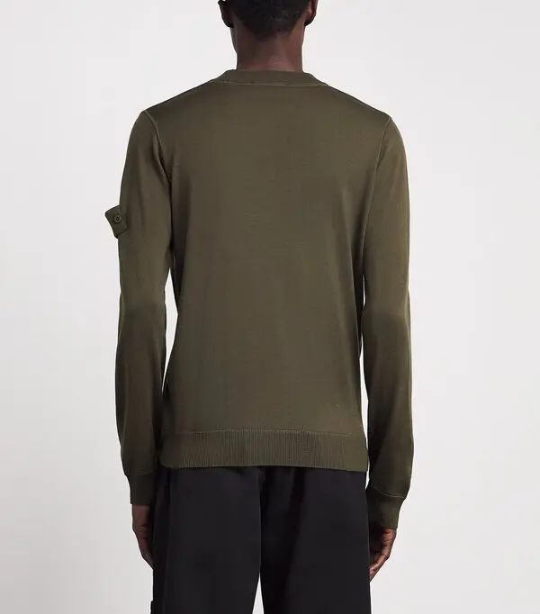Stone Island Virgin Wool Ghost Crew Neck Sweater - Green