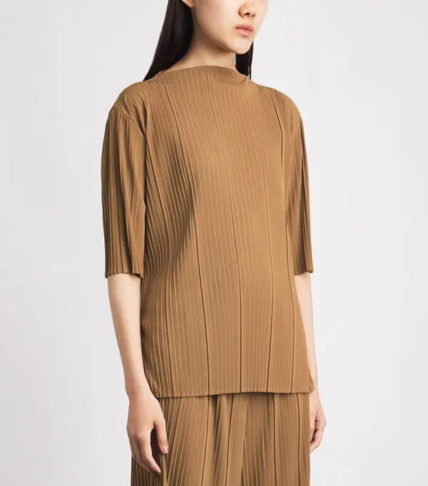 Max Mara Chiffon Pleated Boat-neck Blouse