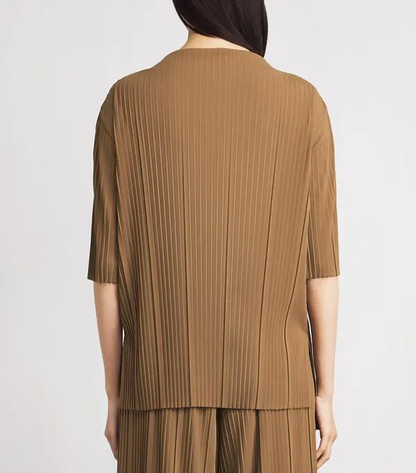 Max Mara Chiffon Pleated Boat-neck Blouse