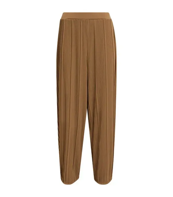 Max Mara Chiffon Plissé Pleated Trousers - Brown