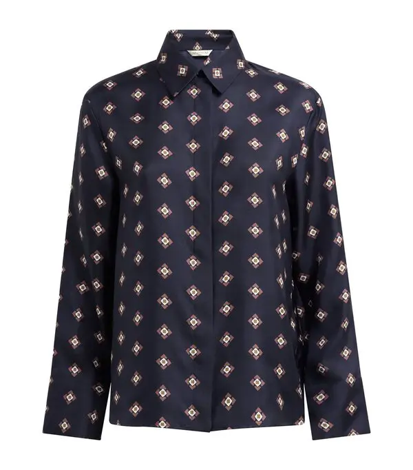 Max Mara Silk Printed Shirt - Blue