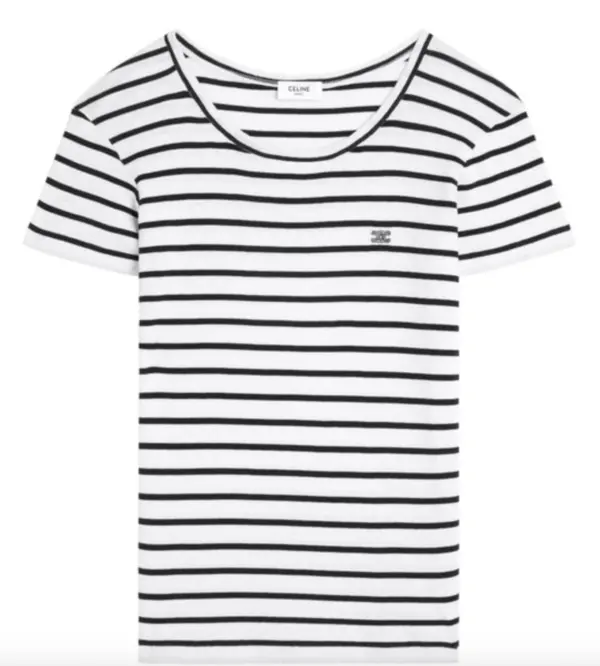 Celine Striped Silk Jersey T-shirt - White