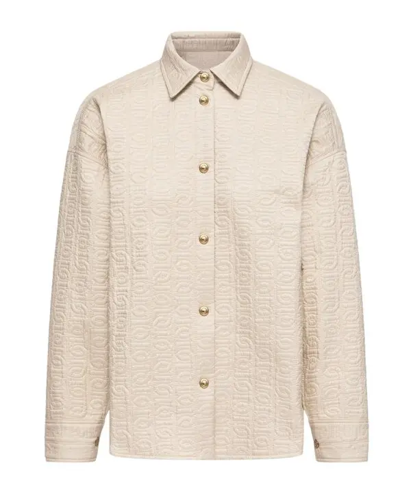 Moncler Chain Quilted Padded Shirt Jacket - Light Beige