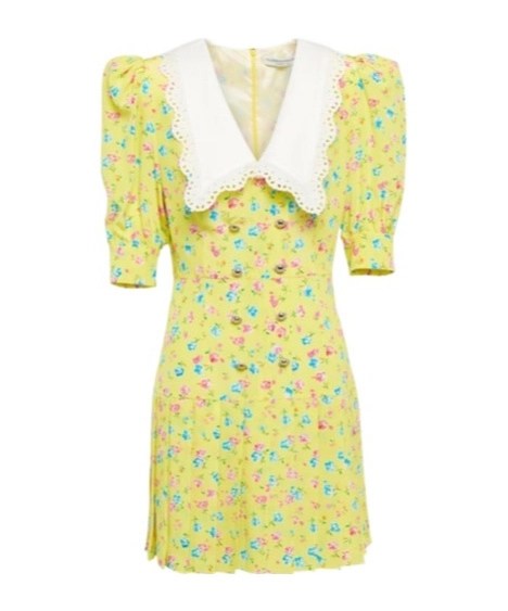 Alessandra Rich Floral Silk Minidress - Yellow
