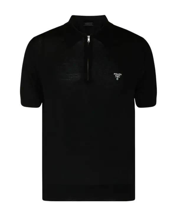 Prada Half-zipper Short-sleeved Polo Shirt - Black