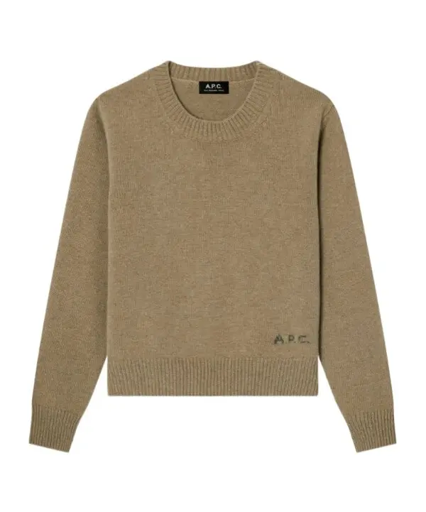 A.p.c. Logo-embroidered Wool Sweater - Beige