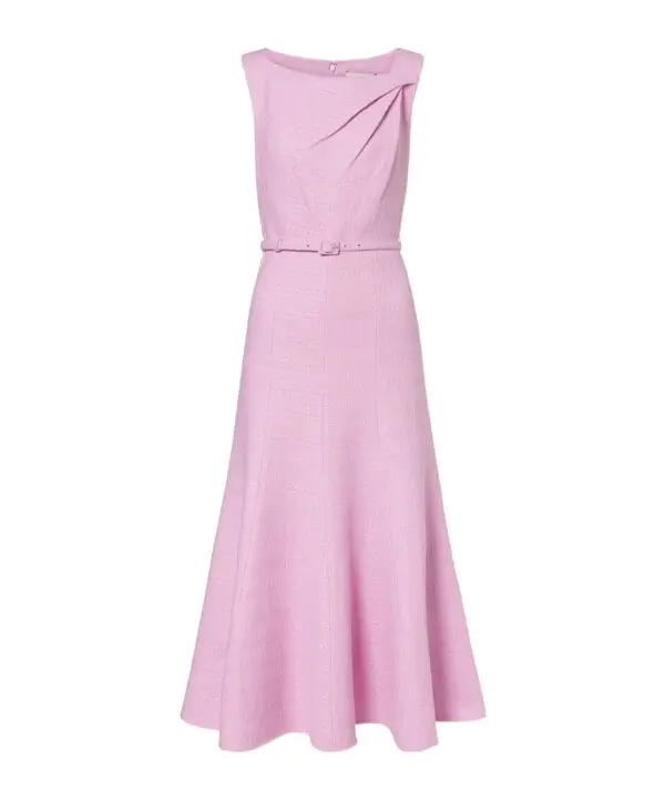 Roland Mouret Asymmetrical Belted Bouclé Midi Dress