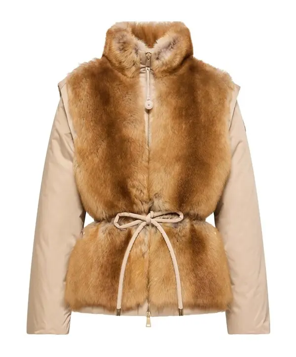 Moncler Blaireau 2-in-1 Shearling Down Jacket - Beige