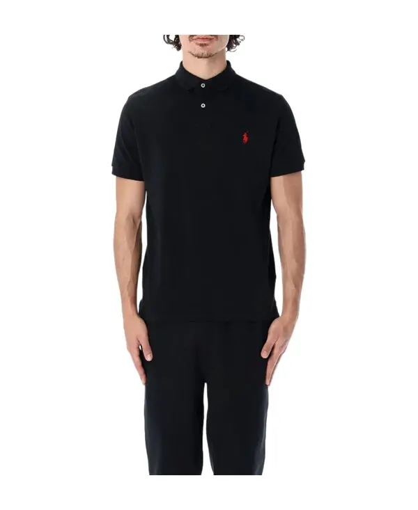 Polo Ralph Lauren Logo Embroidered Polo Shirt - Black
