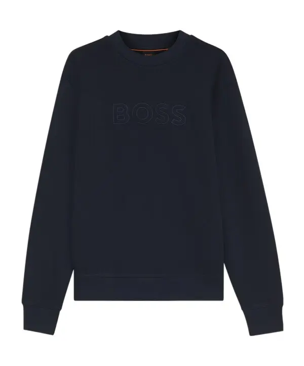 Hugo Boss Relaxed-fit Sweatshirt In Cotton Terry With Embroidered Logo - Dark Blue
