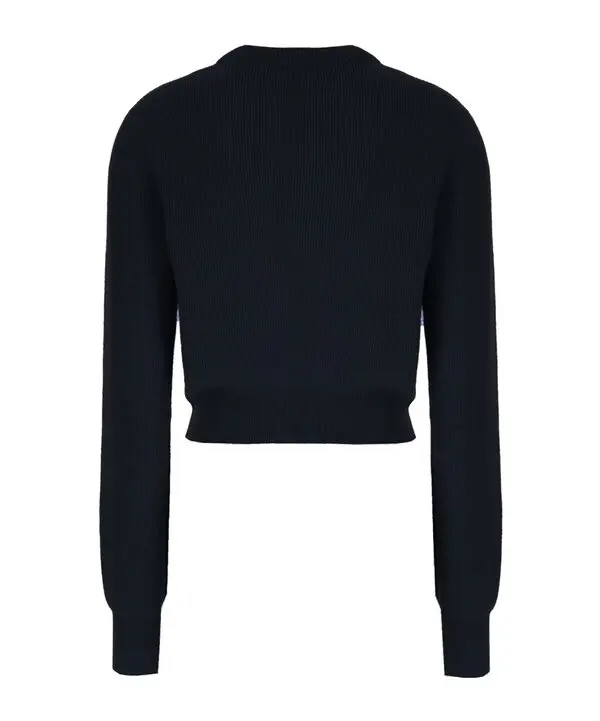Malo Ribbed Cropped Sweater - Black