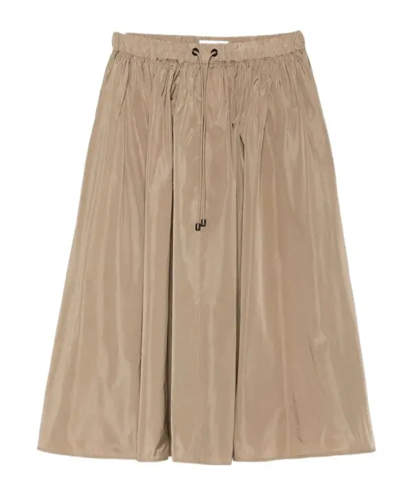 Max Mara Drawstring Midi Skirt - Khaki/brown
