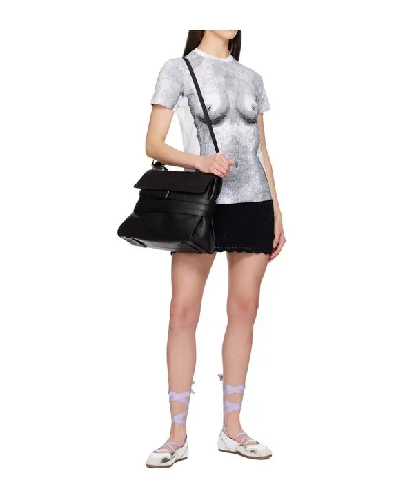 Moschino Suede Mirror Effect Ballet Flats