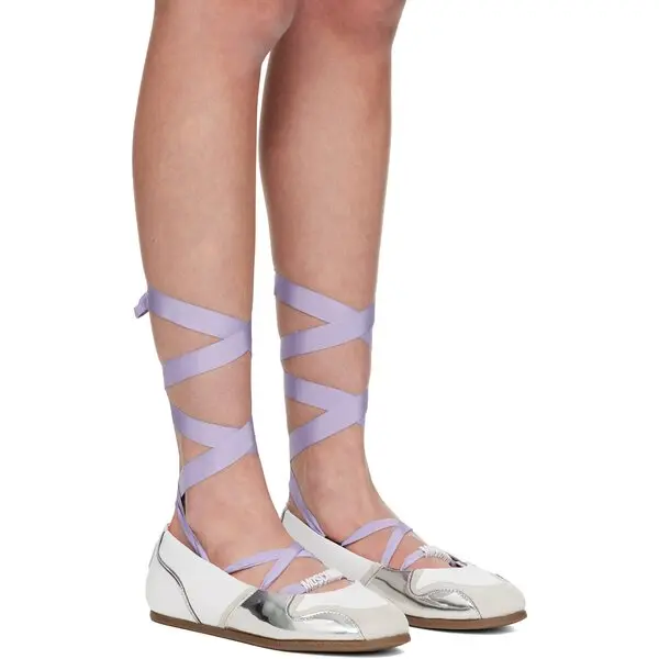 Moschino Suede Mirror Effect Ballet Flats