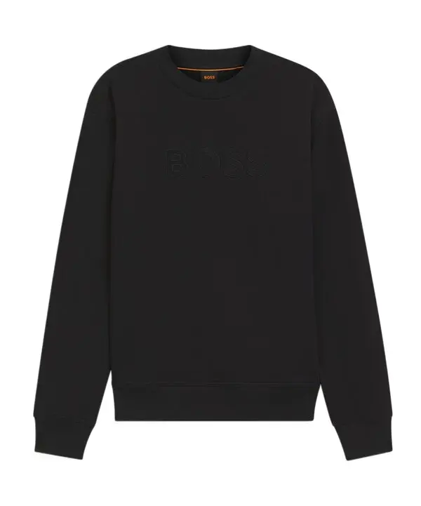 Hugo Boss Relaxed-fit Sweatshirt In Cotton Terry With Embroidered Logo - Black