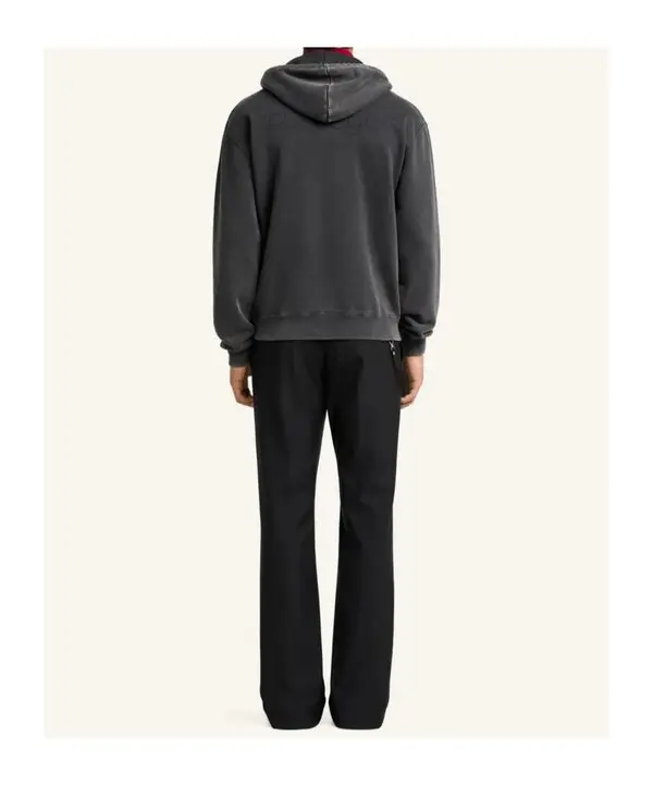 COURREGES Logo Print Stonewashed Zipped Hoodie