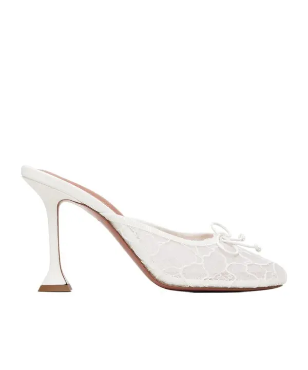 Amina Muaddi Lila 95 Lace Mules - Ivory