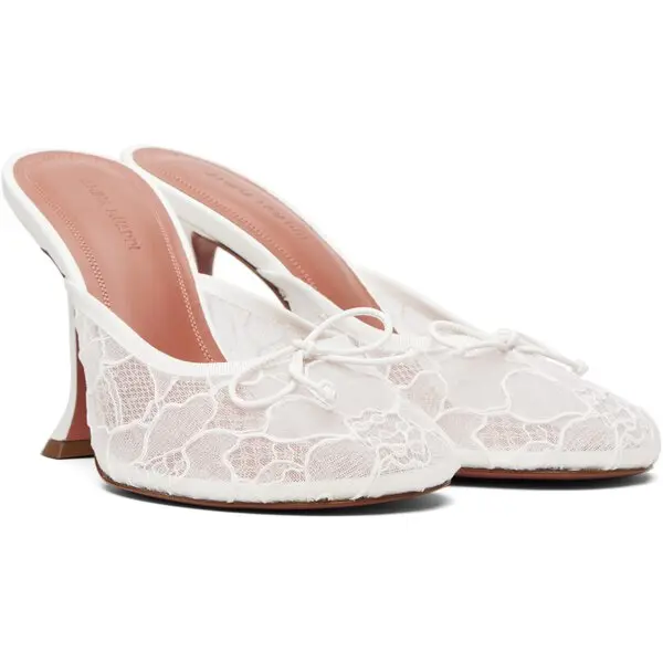 Amina Muaddi Lila 95 Lace Mules - Ivory