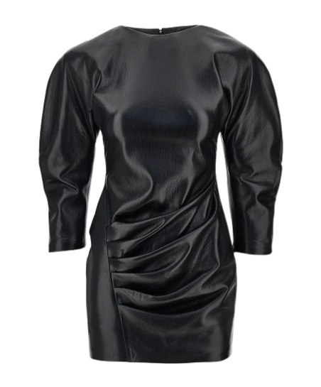 Andamane Round Neck Gathered Long Sleeve Dress - No