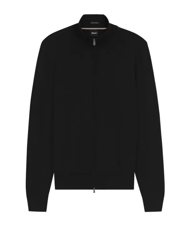 Hugo Boss Zip-up Sweater In Merino Wool