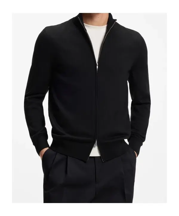 Hugo Boss Zip-up Sweater In Merino Wool