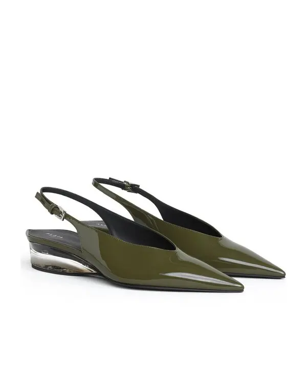 Alaïa Invisible Wedge Slingbacks In Patent Calfskin