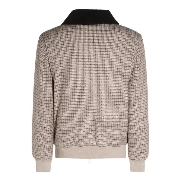Eleventy Checked Shearling-collar Jacket